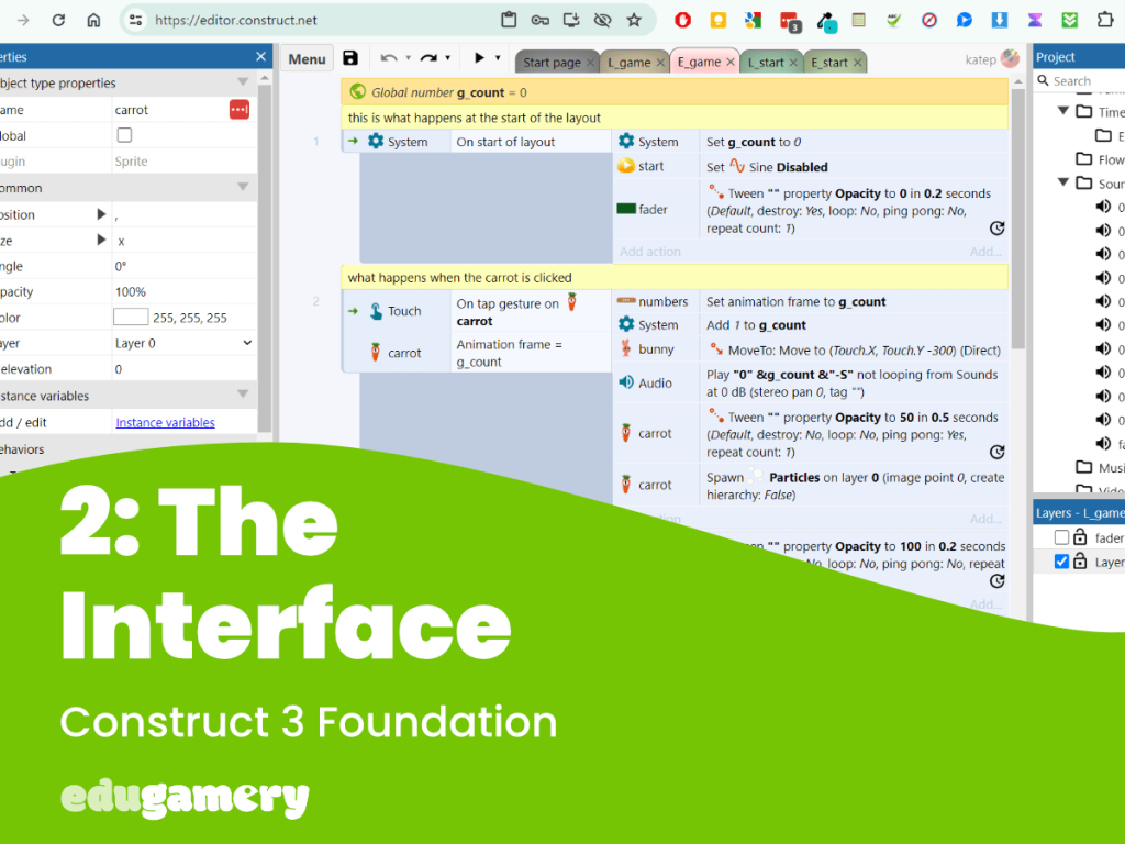 Foundation 2: The Construct 3 Interface - EduGamery