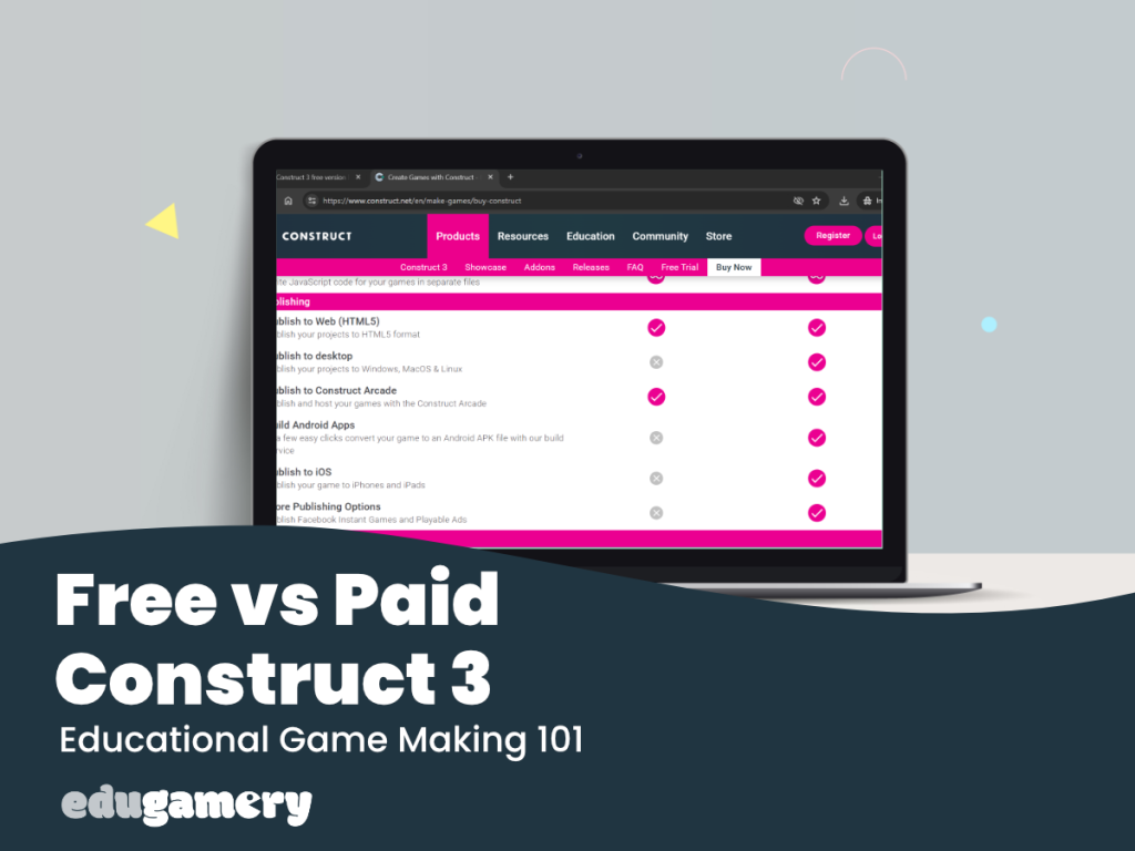 Free Vs Paid for Versions of Construct 3 for Educational Game Making ...